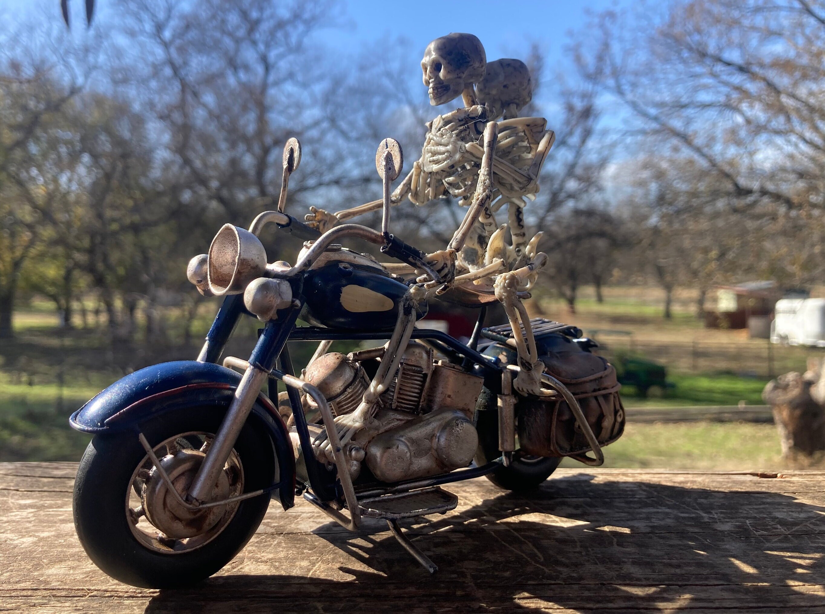 Miniature Two Skeletons Riding A Motor Cycle - Etsy