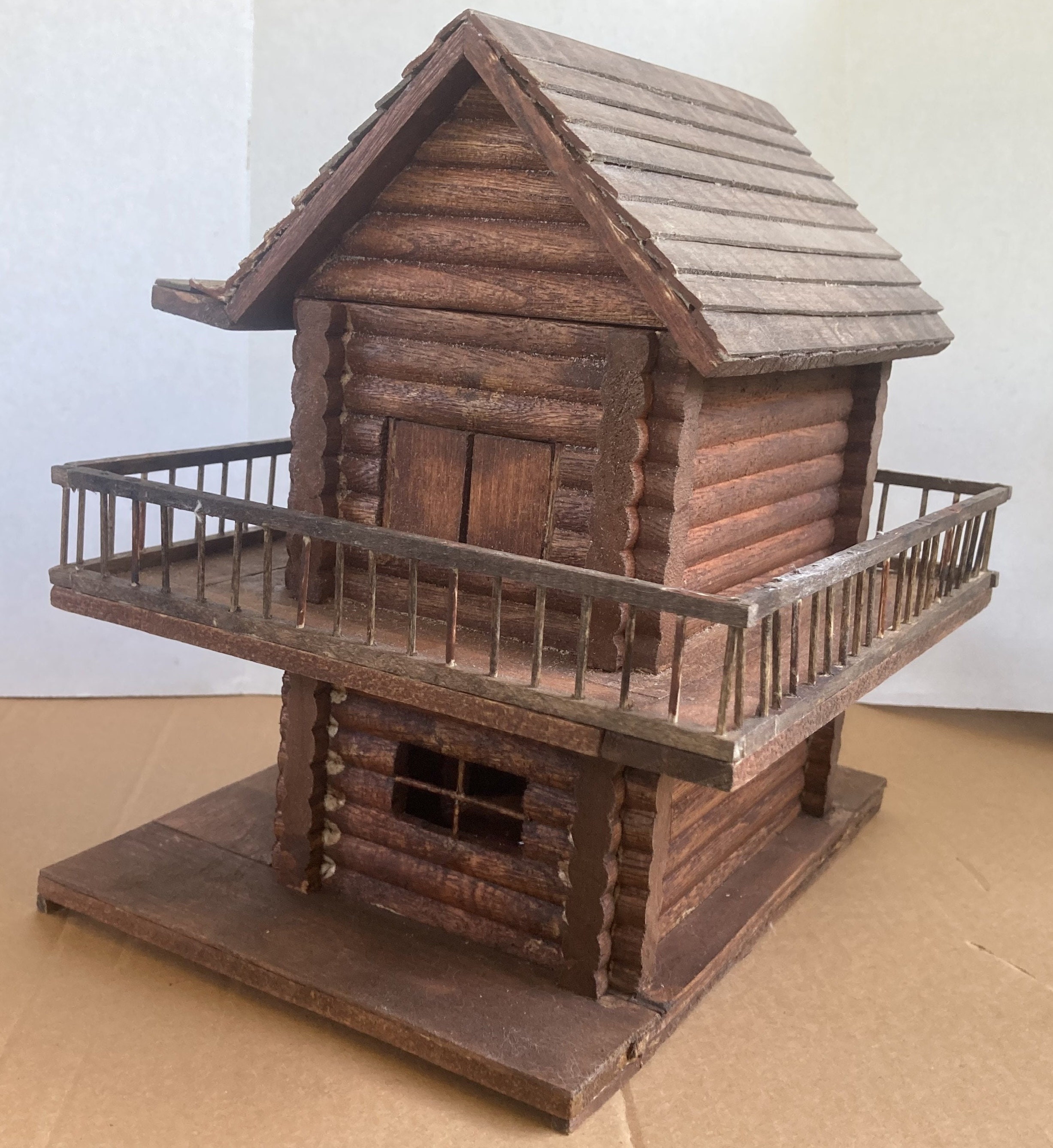 Unique 2 Story Miniature Log Cabin, Lighted With Funiture - Etsy