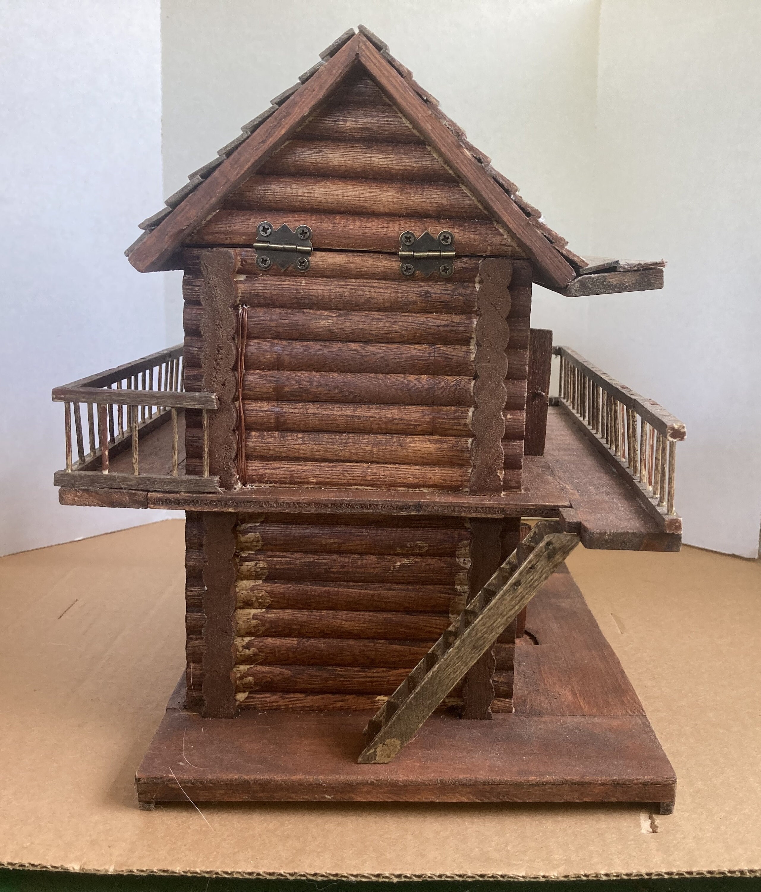 Unique 2 Story Miniature Log Cabin, Lighted With Funiture - Etsy