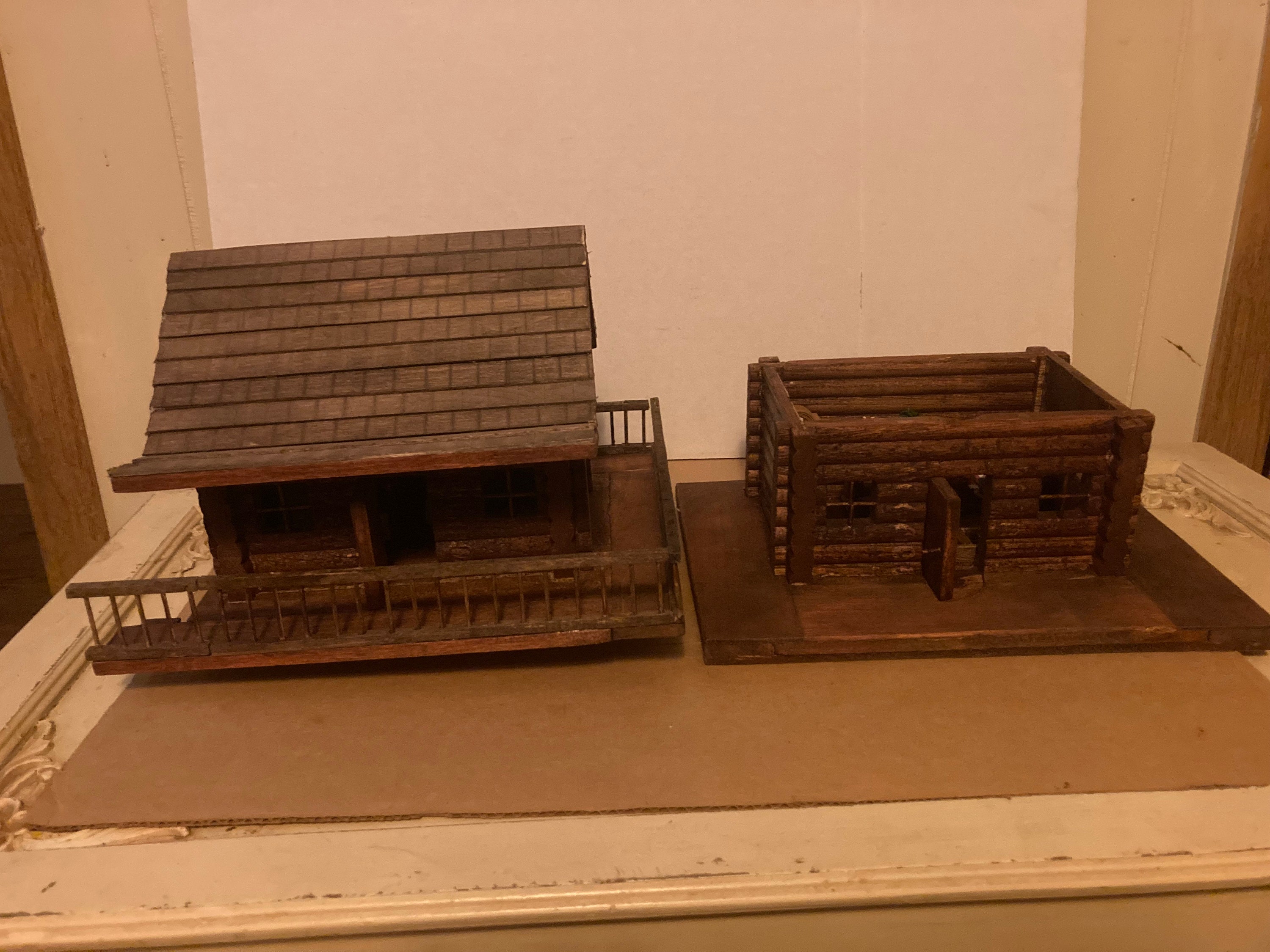 Unique 2 Story Miniature Log Cabin, Lighted With Funiture - Etsy