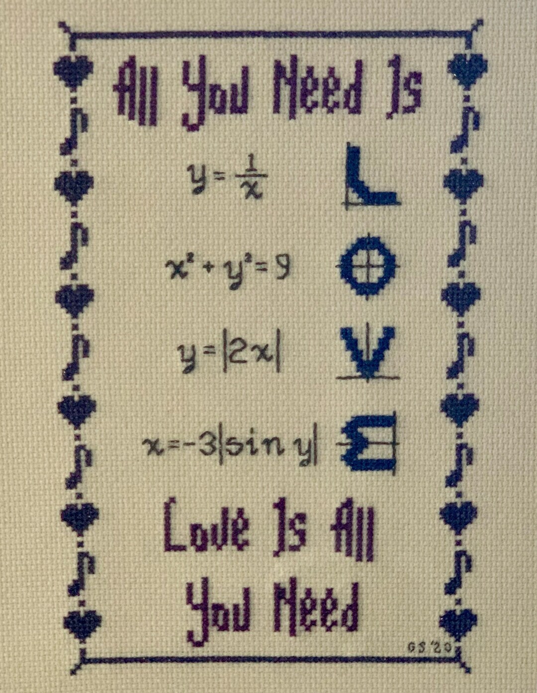 Love is All You Need Math Equations Cross Stitch pattern - Etsy