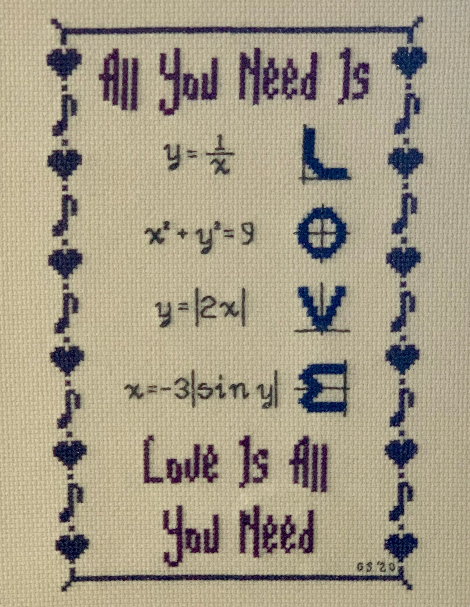 Love is All You Need Math Equations Cross Stitch **pattern Download ...