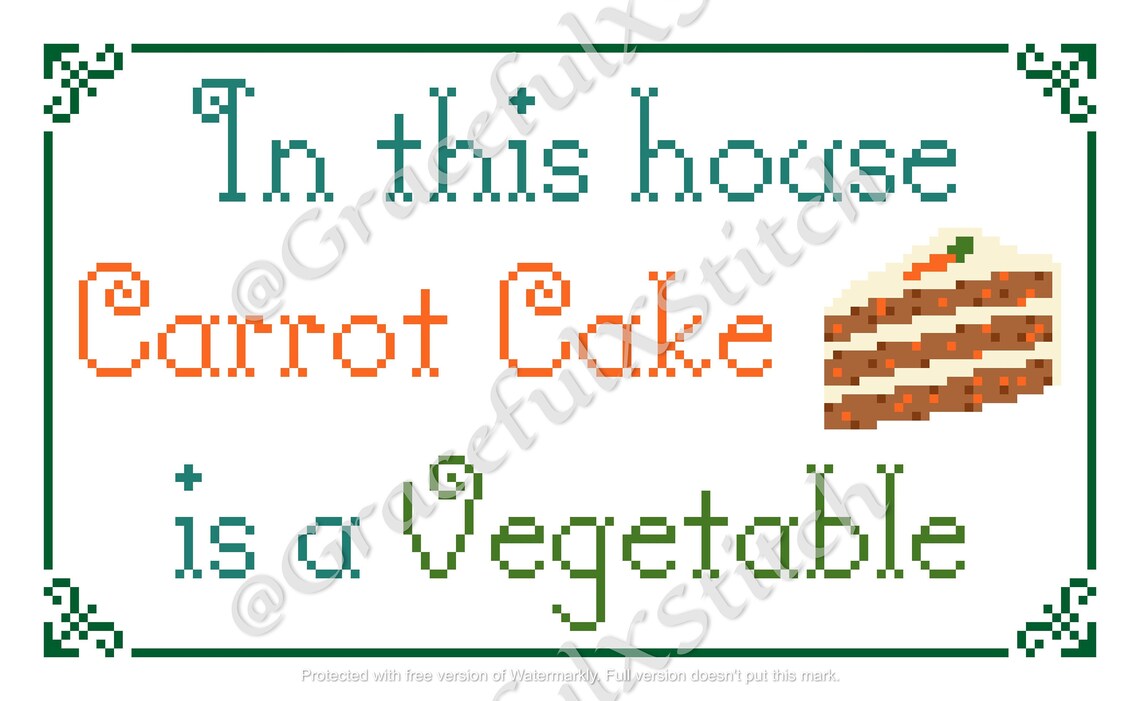 Carrot Cake is a Vegetable Cross Stitch **pattern Download Only** - Etsy
