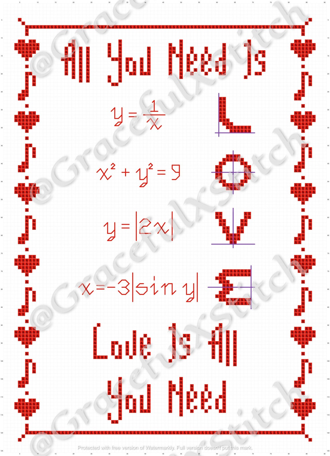 Love is All You Need Math Equations Cross Stitch **pattern Download ...