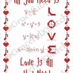 Love is All You Need Math Equations Cross Stitch **pattern Download ...