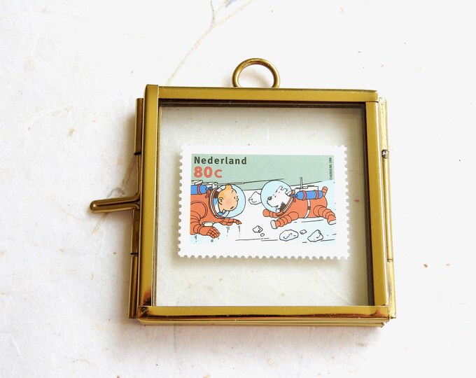 Tintin Stamp in Gold/silver Mini Frame | Tintin Comic Art Gift | Framed ...