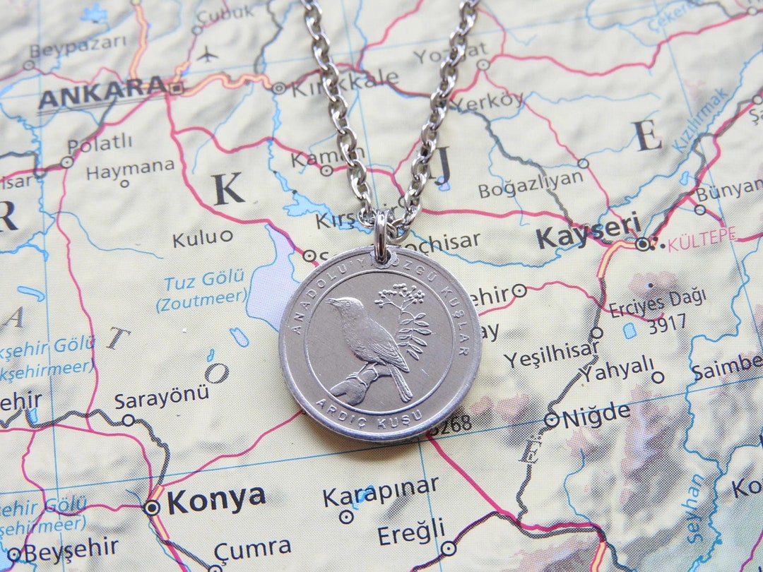 Song Thrush Turkey Bird Coin Necklace/keychain | Bird Necklace | Bird ...