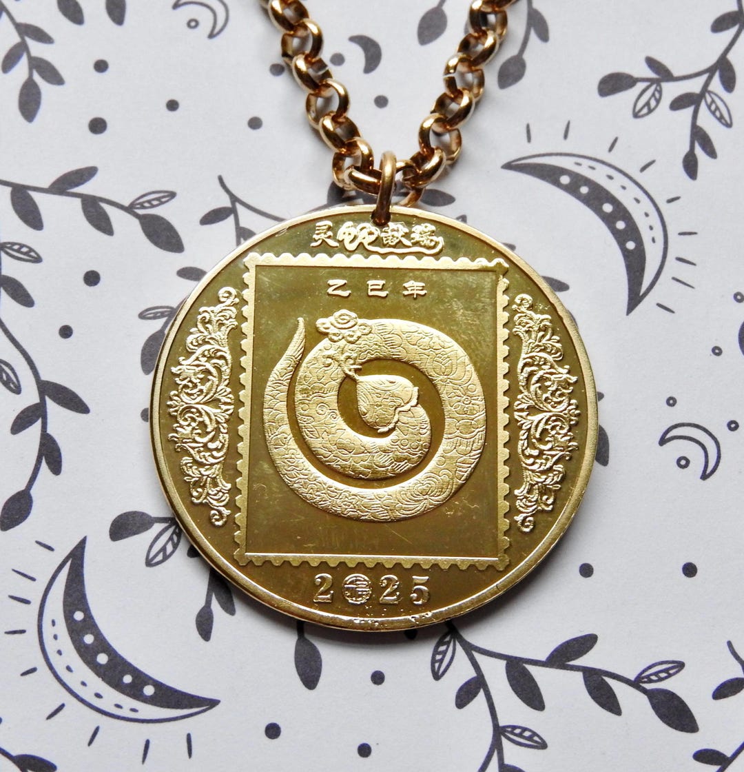 Curled Snake | Year of the Snake 2025 Gold/silver Coin Token Necklace ...