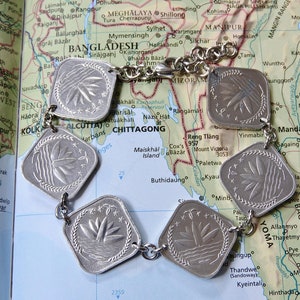 Bangladesh Coin Bracelet - Made of Genuine Coins - Water Lily - Coin ...