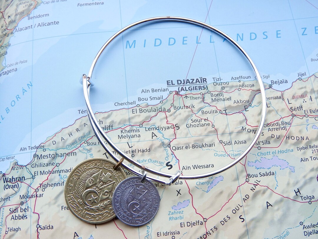 Algeria Coin Bangle Bracelet - Made of Genuine Coins - Algeria Bracelet ...