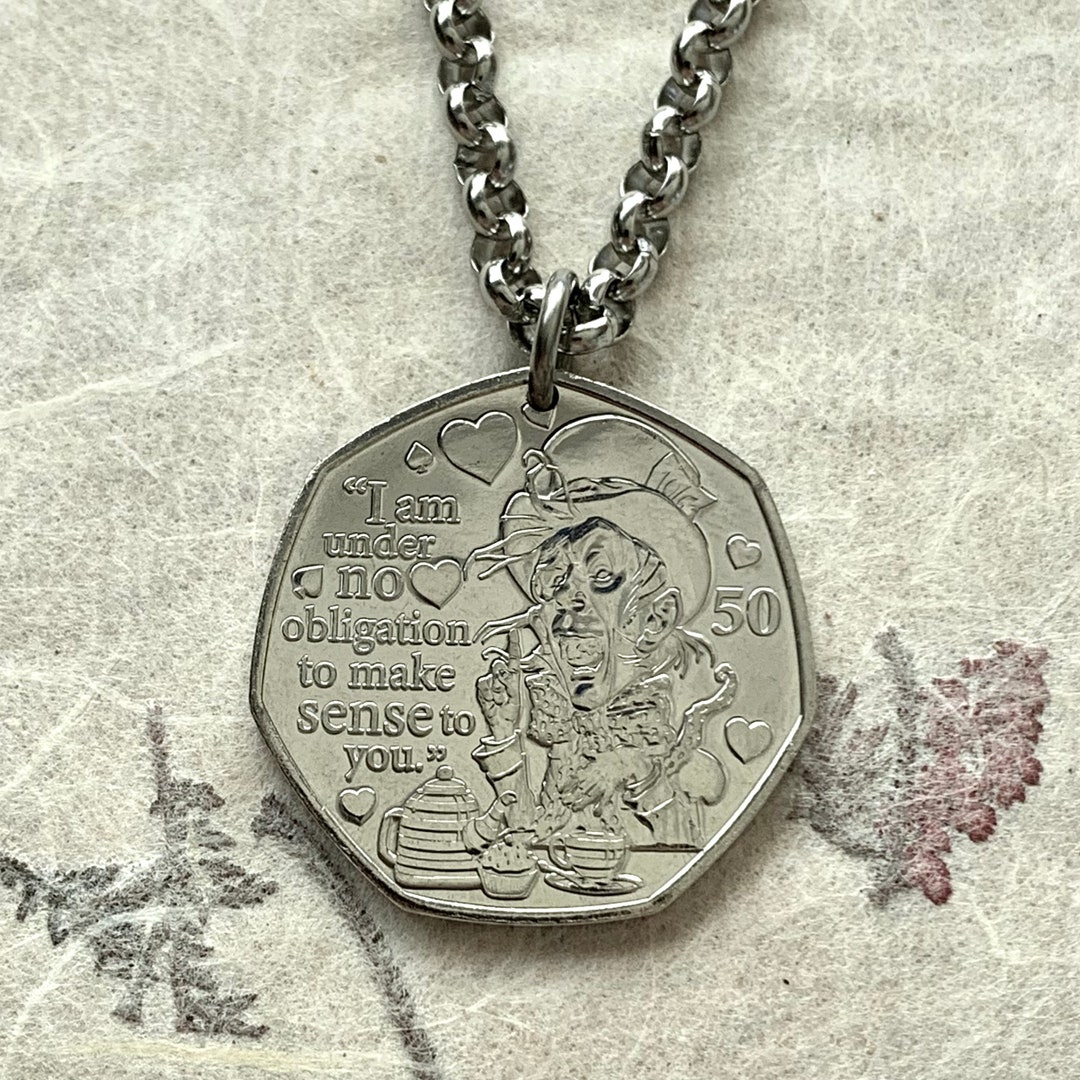 Isle of Man the Mad Hatter Alice in Wonderland Coin Necklace/keychain ...