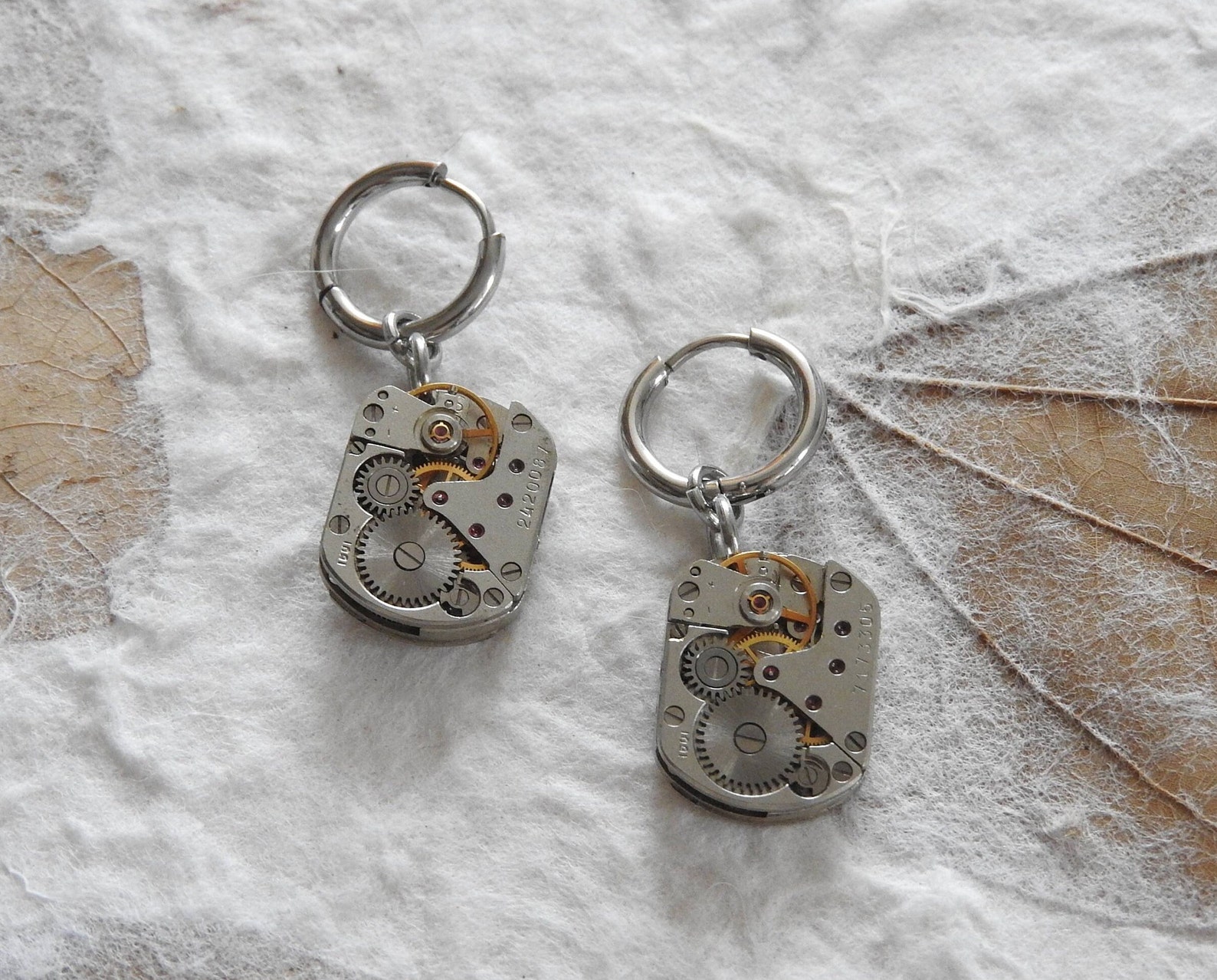 Steampunk Watch Movement 14 Mm|0.55" Hoop Earrings | Mechanical Watch ...