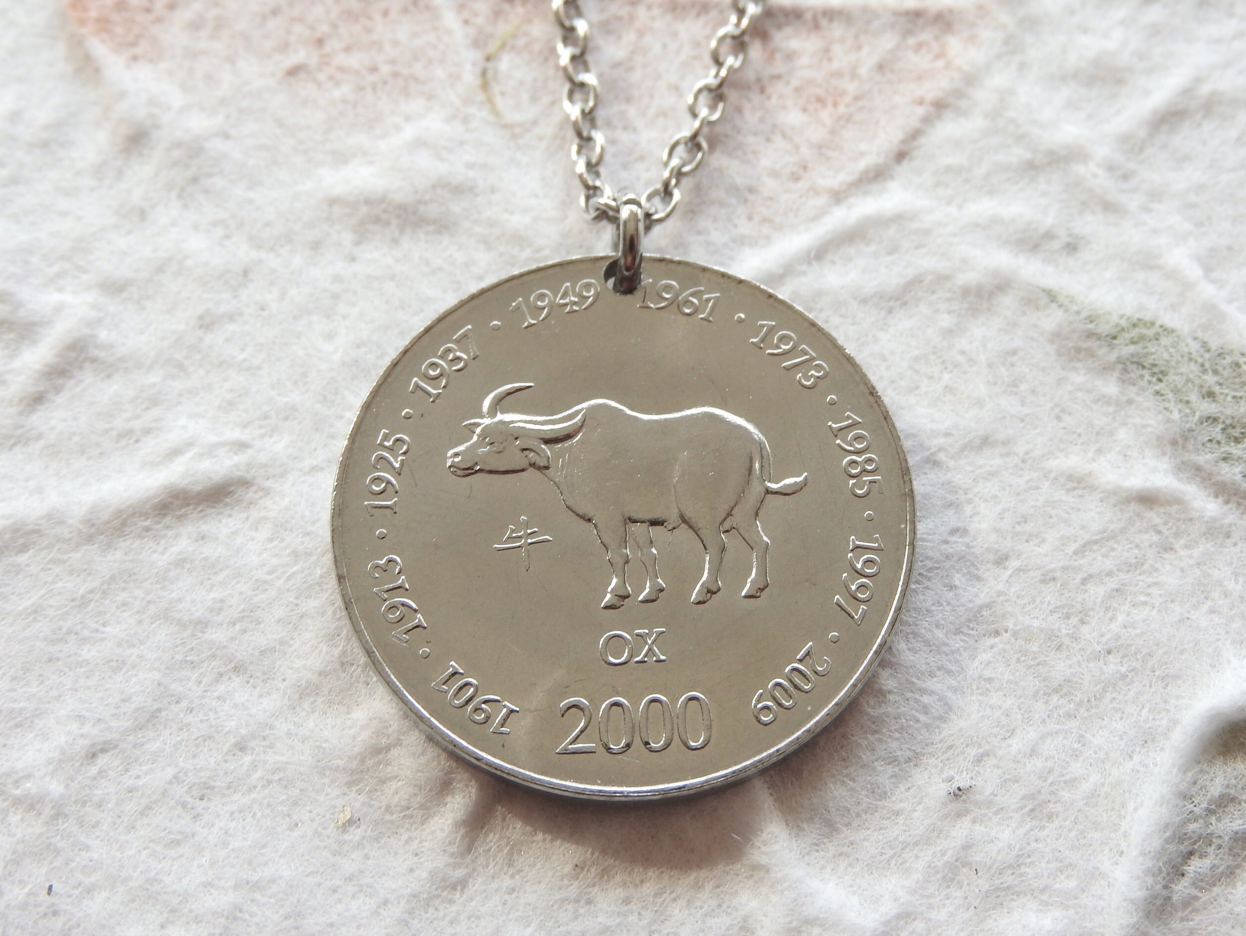 Chinese Zodiac Year of the Ox Somalia Coin Token Necklace/keychain 1901 ...
