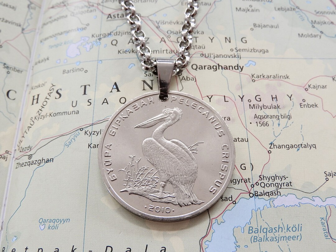 Kazakhstan Pelican Coin Token Necklace/keychain - Pelicanus Crispus ...