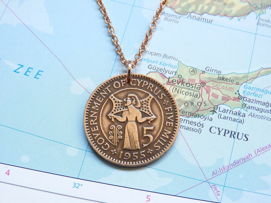 Cyprus Coin Necklace/keychain - 4 Different Designs - Made of Genuine ...