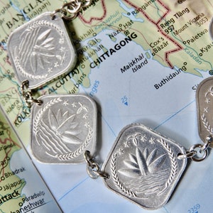 Bangladesh Coin Bracelet - Made of Genuine Coins - Water Lily - Coin ...