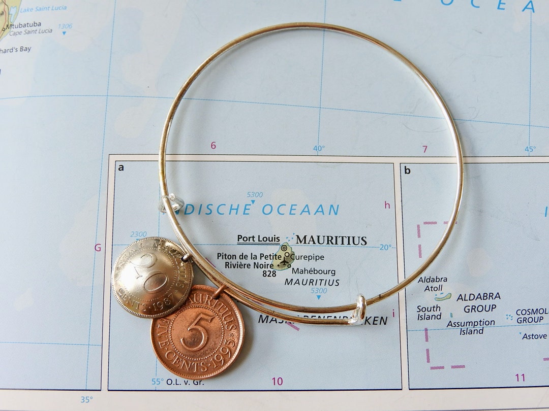 Mauritius Coin Bangle Bracelet - Made of Genuine Coins - Mauritius ...