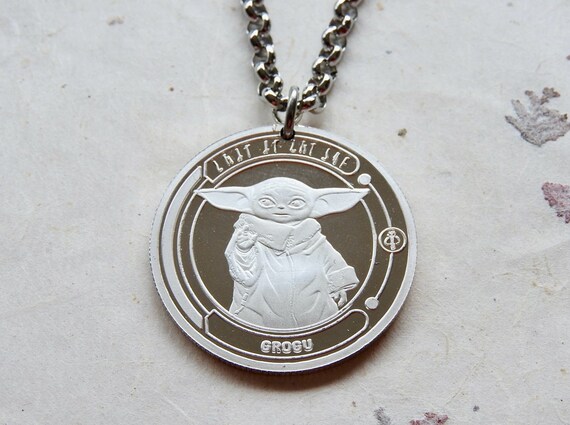 Grogu the Mandalorian Silver Coin Token Necklace Limited - Etsy