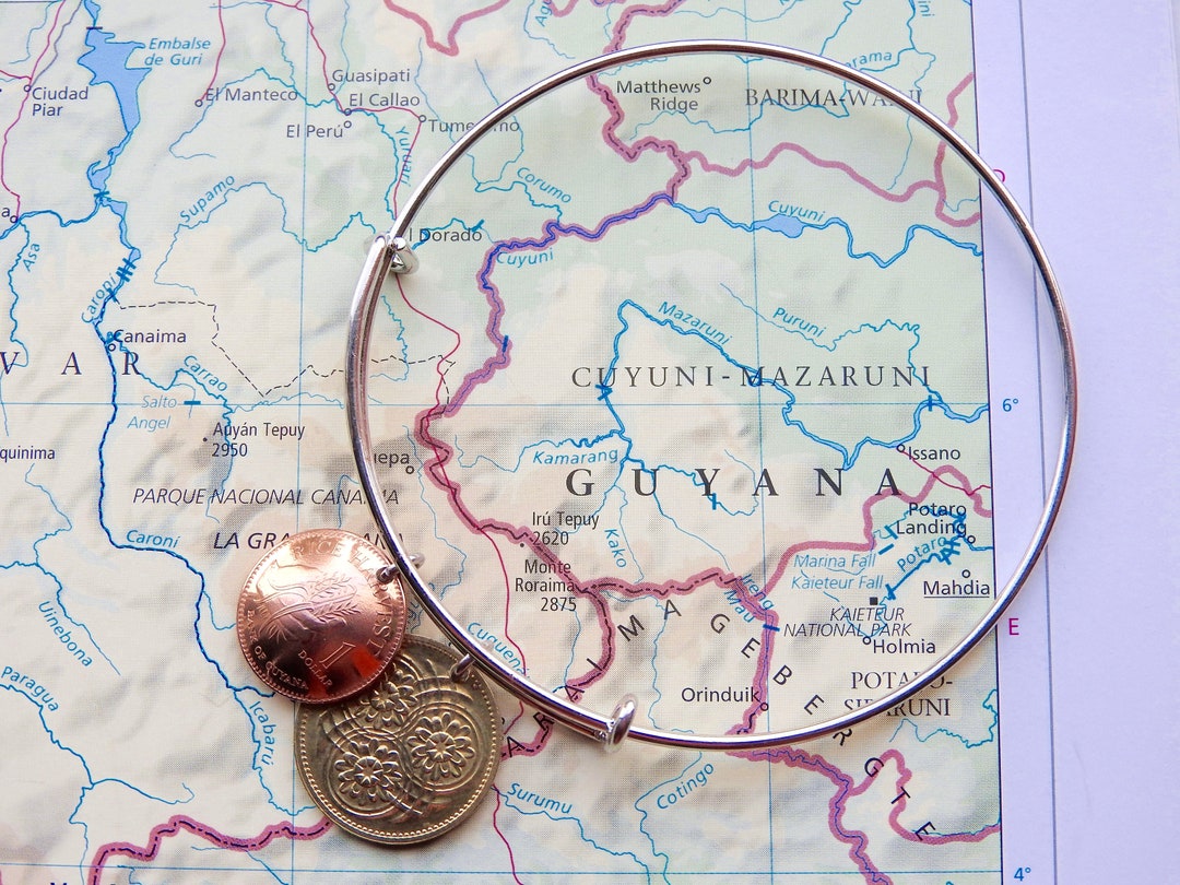 Guyana Coin Bangle Bracelet - Made of Genuine Coins - Guyana Bracelet ...