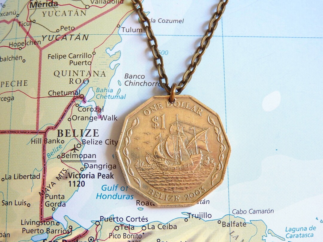 Belize Coin Necklace/keychain - 2 Different Designs - Columbus' 3 Ships ...