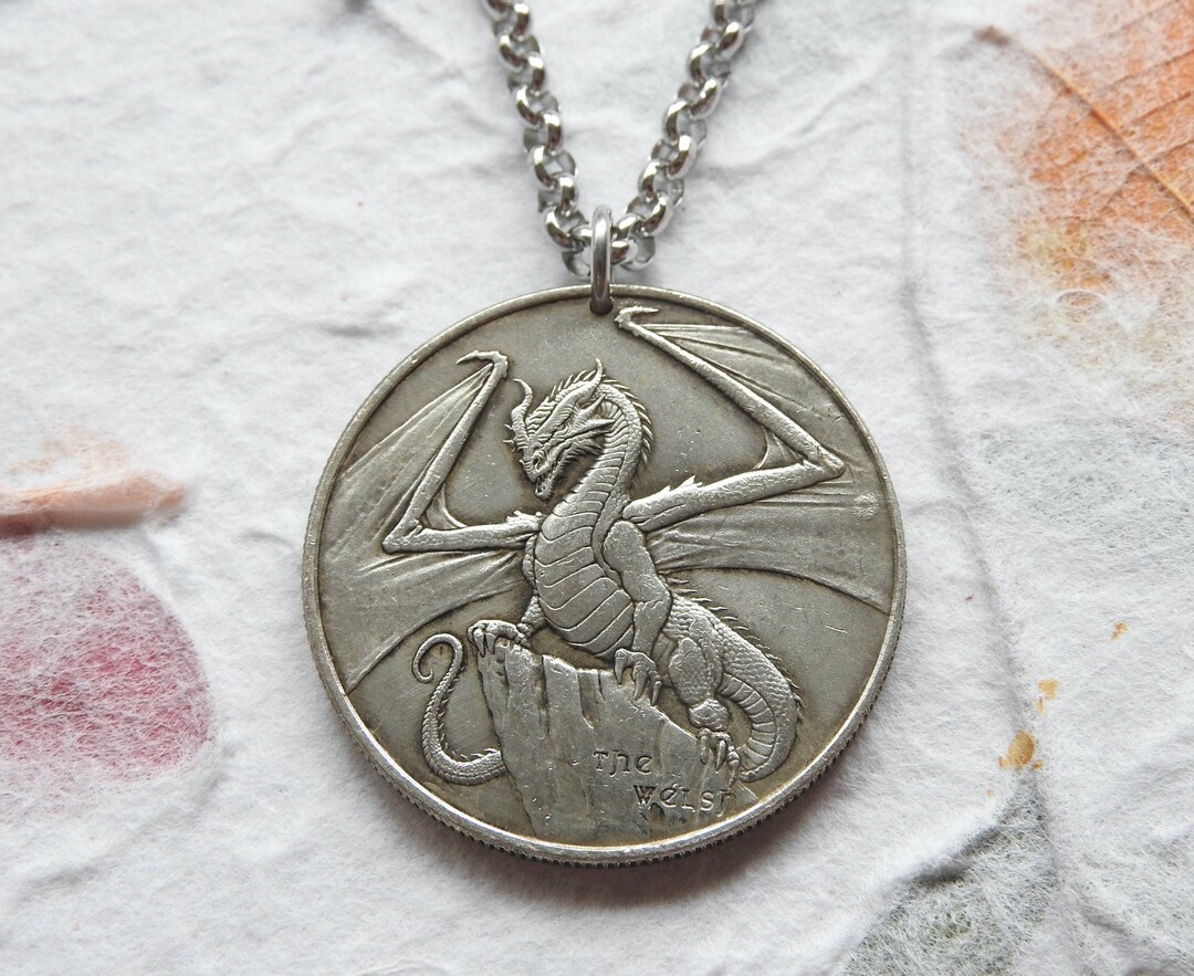 Welsh Dragon / Y Ddraig Goch Coin Token Necklace/keychain - Etsy