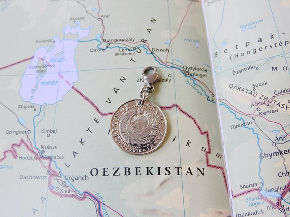 Uzbekistan Coin Charm Made of a Genuine From Uzbekistan - Etsy