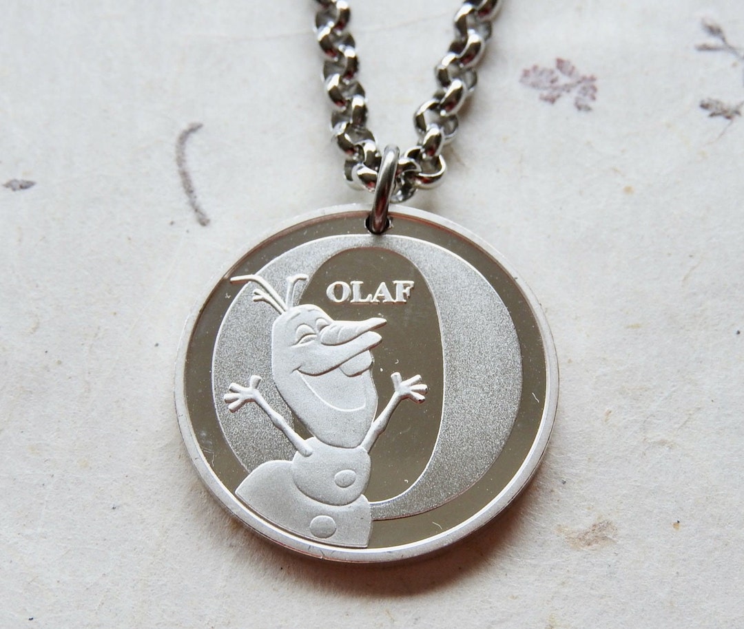 O is for Olaf | Frozen Disney Silver Alphabet Coin Necklace/keychain ...