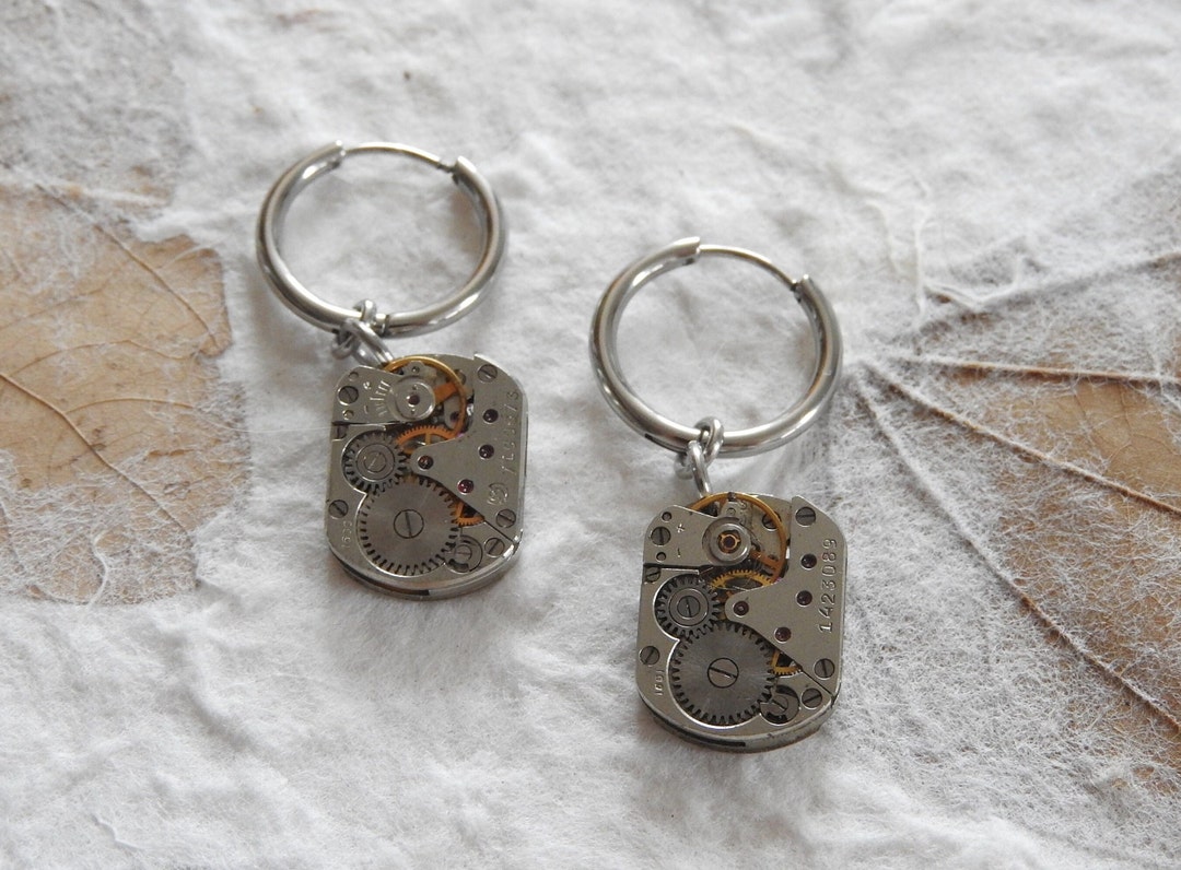 Steampunk Watch Movement 18 Mm|0.70" Hoop Earrings | Mechanical Watch ...
