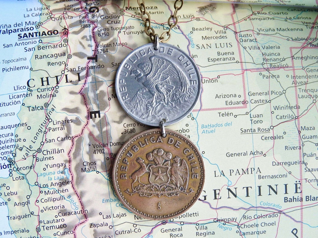 Chile coin necklace/keychain - 3 different designs - made of original ...
