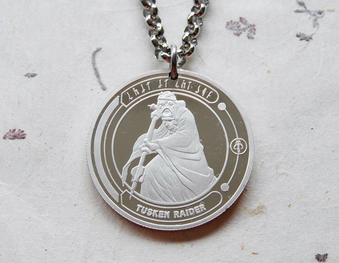 Tusken Raider the Mandalorian Silver Coin Token Necklace Limited ...