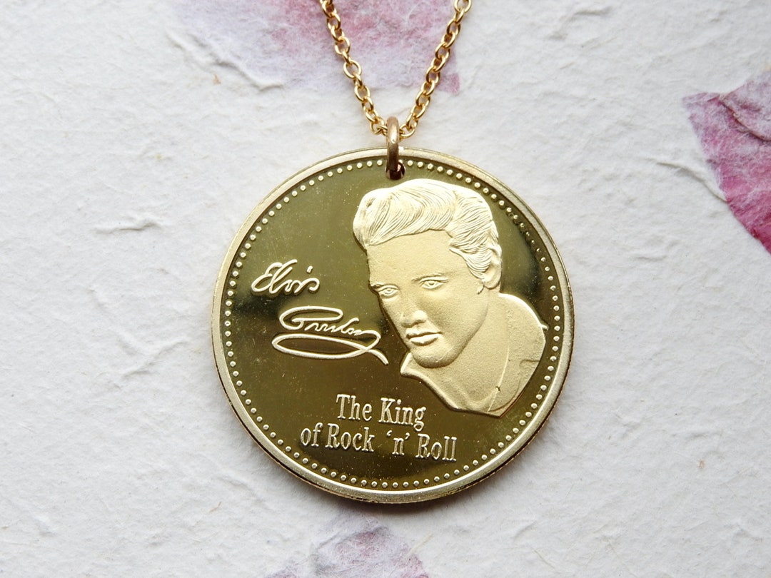 Elvis Presley Coin Necklace Silver Colored Limited Edition the King of ...