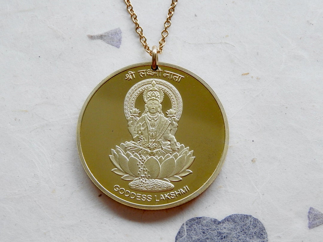 Goddess Lakshmi Coin Token Necklace/keychain - Shri - Hinduism Necklace ...