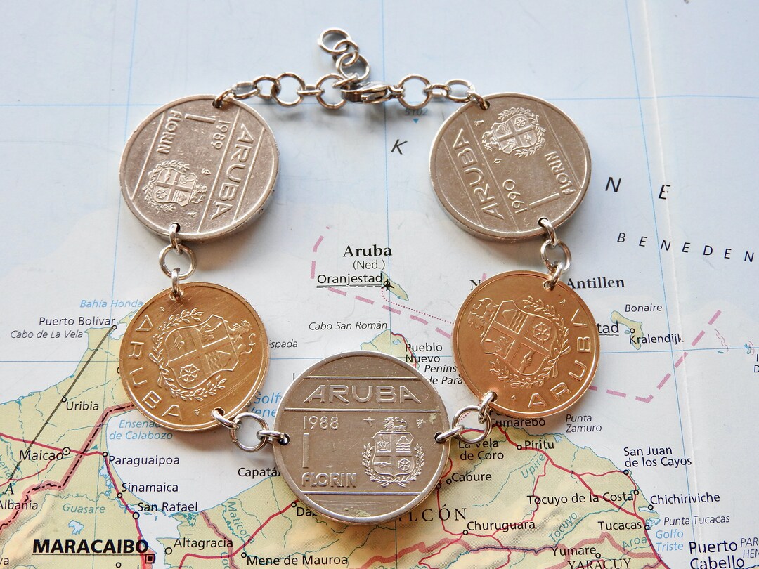 Aruba Coin Bracelet - 2 Different Designs - Made of Genuine Coins From ...