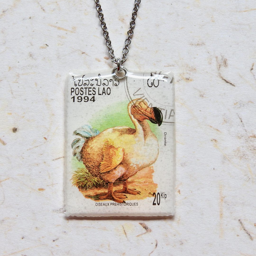Dodo | Laos Postal Stamp Necklace |stamp Jewelry| Post Stamp Collector ...