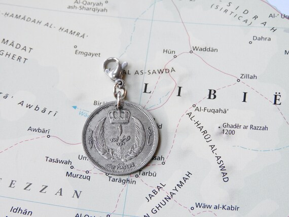 Libya coin charm made of genuine coins Libya gift travel | Etsy