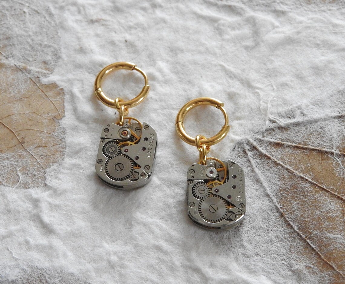 Steampunk Watch Movement 14 Mm|0.55" Hoop Earrings | Mechanical Watch ...