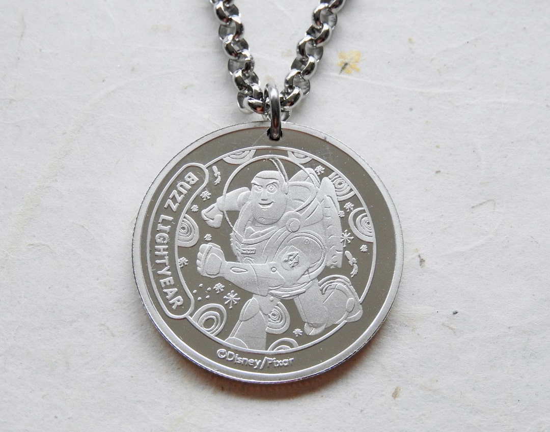 Buzz Lightyear Toy Story Disney Silver Coin Necklace/keychain limited ...