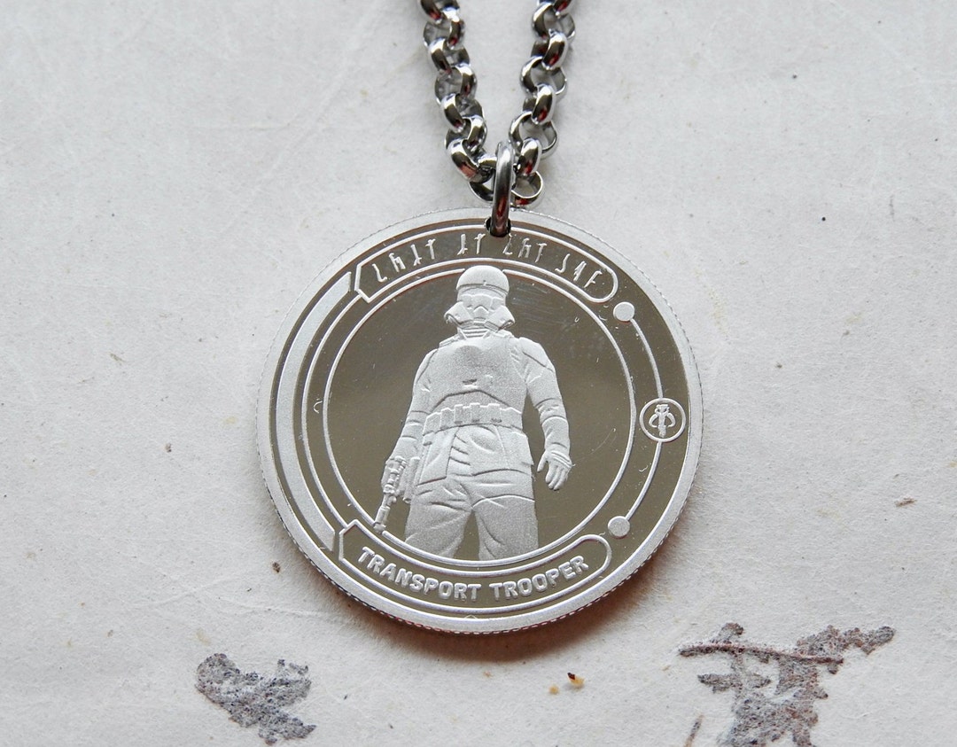 Transport Trooper the Mandalorian Silver Coin Token Necklace Limited ...