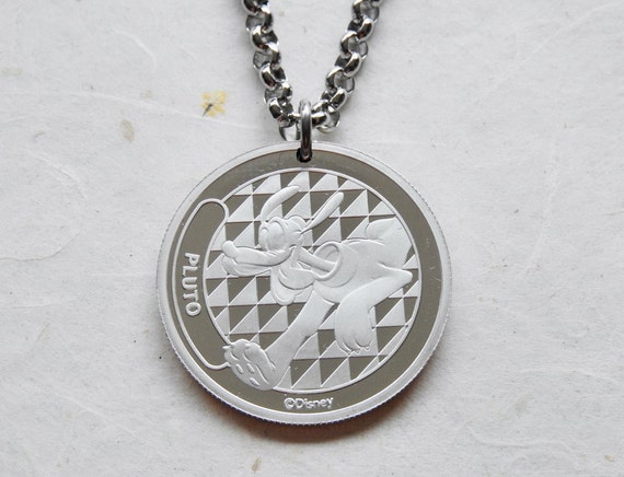 Pluto Disney Silver Coin Necklace/keychain limited - Etsy