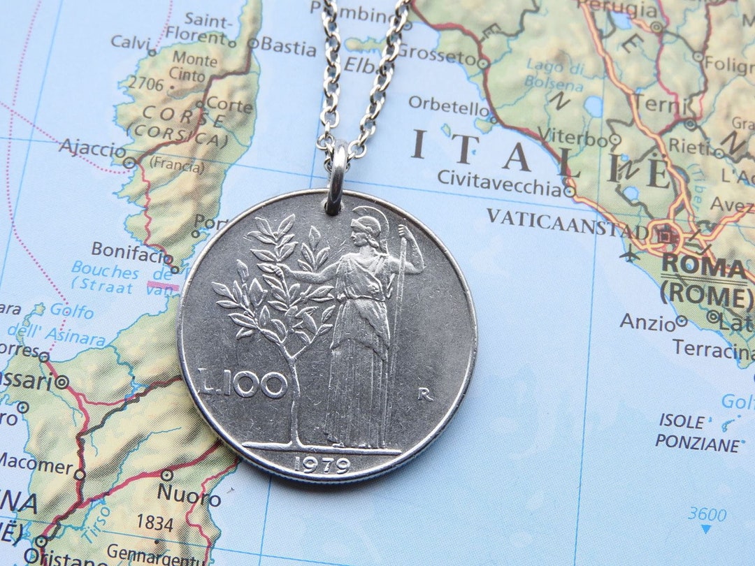 Italy 100L Goddess Minerva Coin Necklace 1955-1956-1957-1958-1959-1960 ...