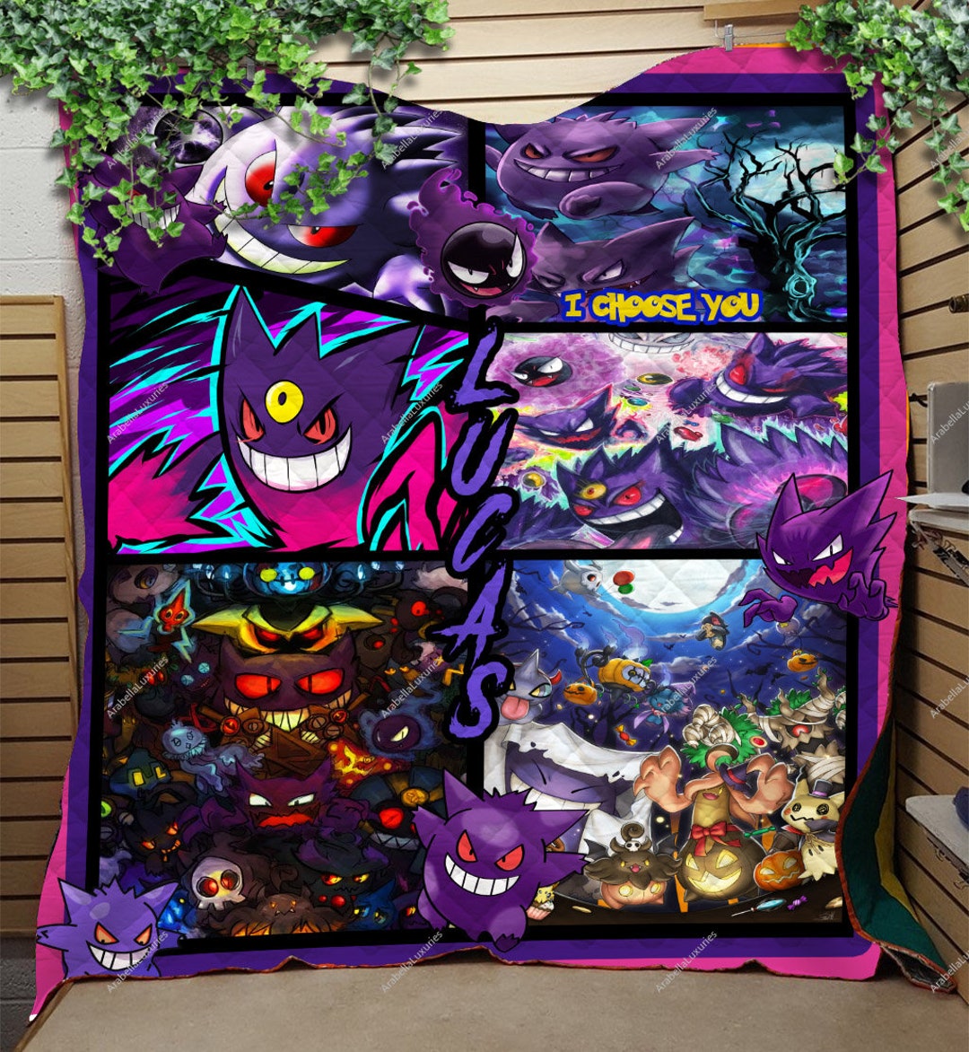 Custom Ghost Gengar Pokemon Blanket Pokemon Quilt Gaming - Etsy