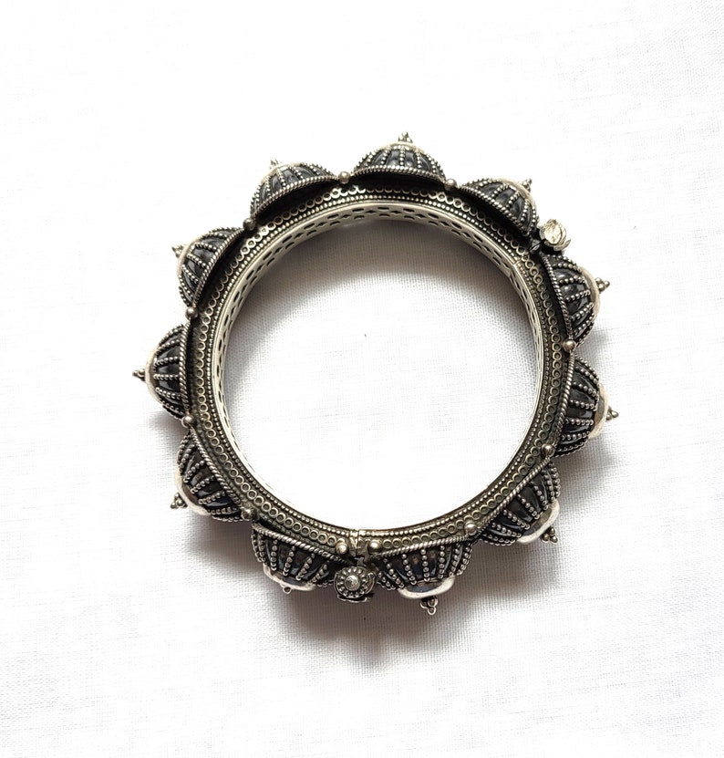 Articulated Spiked Cuff Bracelet in Solid Silver - From India ...