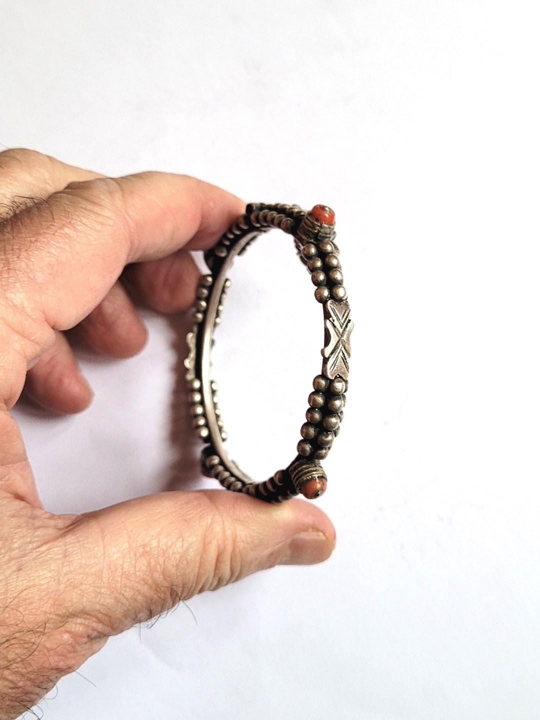Morocco Articulated Silver Bracelet Enhanced With 4 Genuine Coral ...