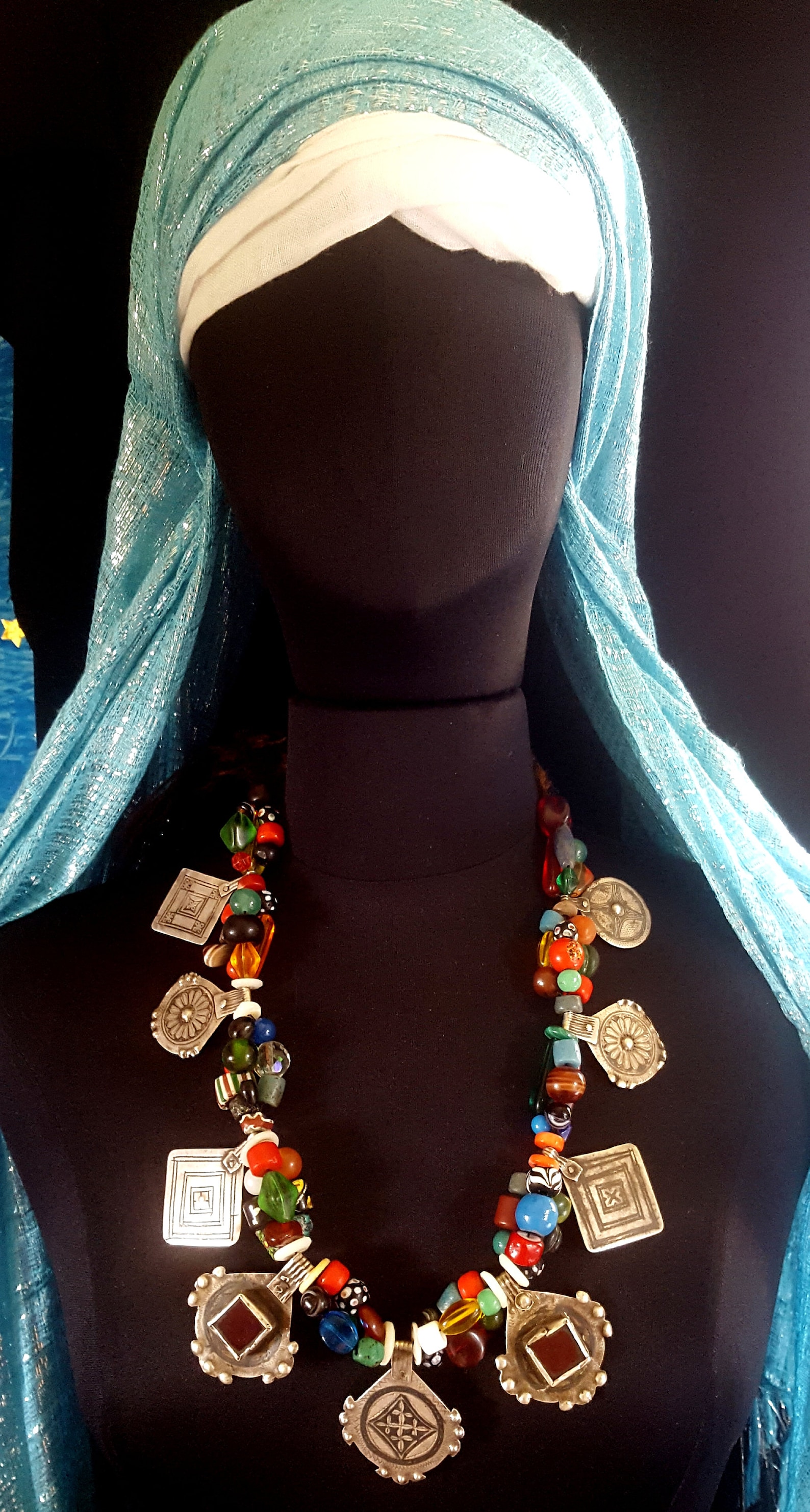 Morocco Berber Silver Necklace Composed of Various Beads of - Etsy
