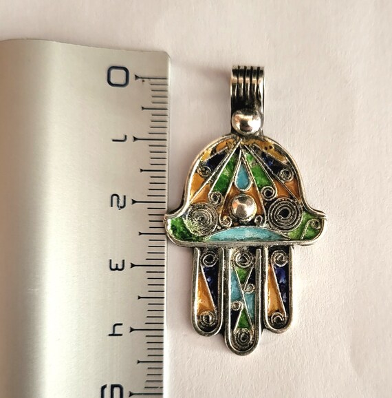 Hand of Fatima in silver, enameled ” Khamsa - Khomiss… - Gem