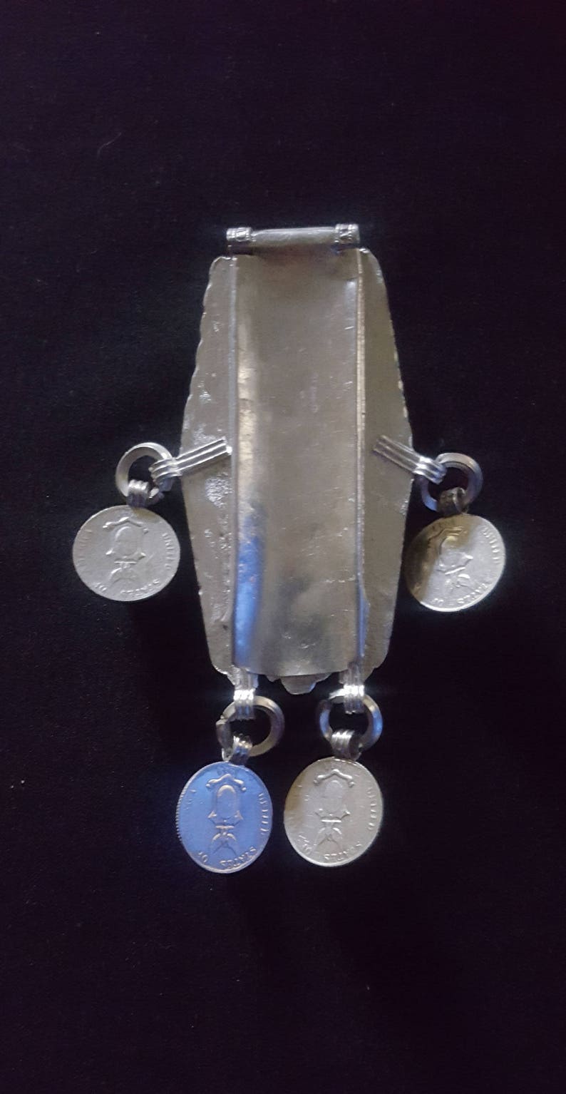 Morocco Ancient Amulet "hirz" Silver Pendant Enamel, Glass Beads in ...