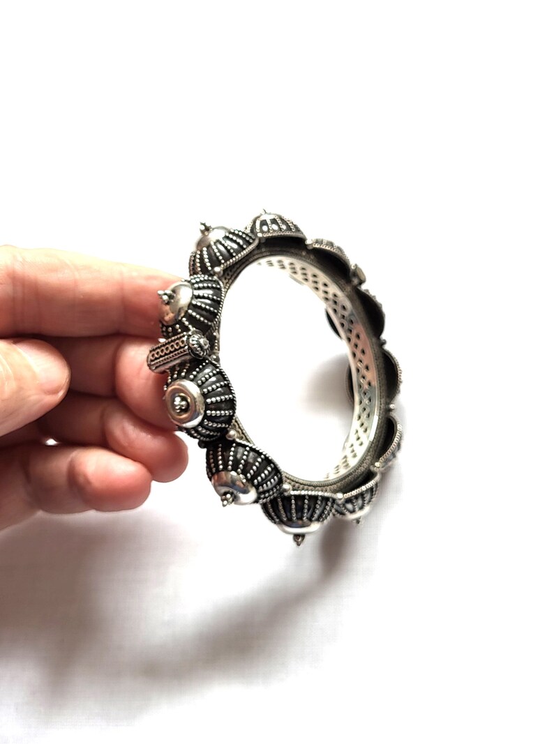 Articulated Spiked Cuff Bracelet in Solid Silver - From India ...