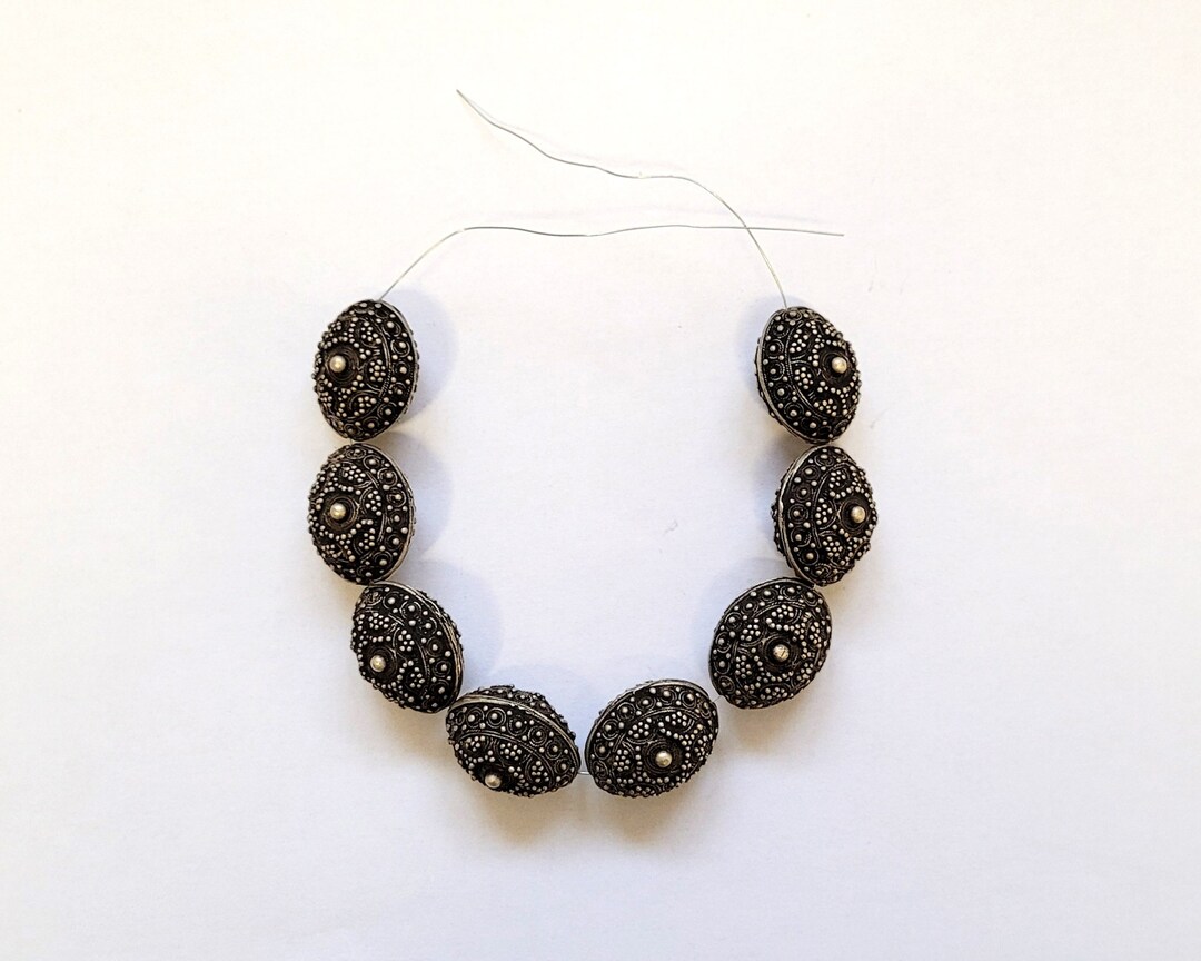 Lot of 8 Rare Granulated “rocaille” Beads in Silver From Mauritania for ...