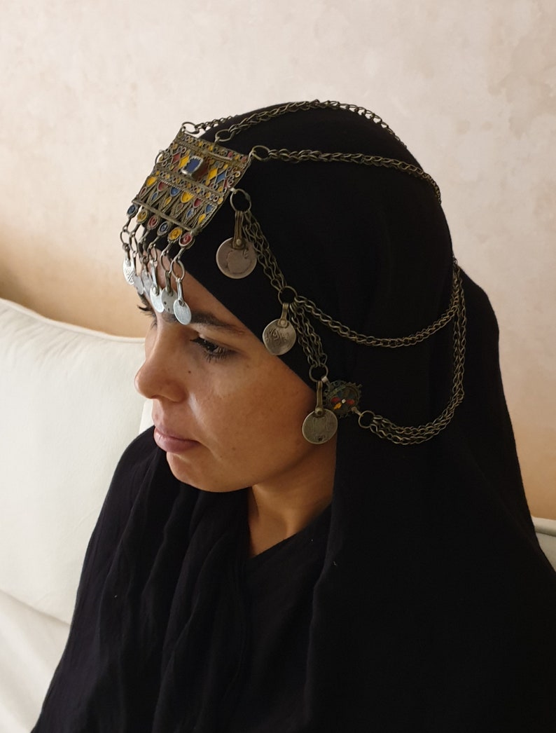 Vintage Berber Headdress Taounza in Silver Called "talgamut" From Aït ...