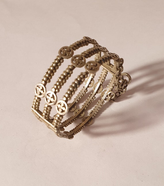 Old Moorish bracelet articulated 3 rows in silver fro… - Gem